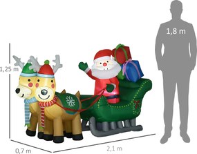 HOMCOM Nafukovací Santa Claus, nafukovací vánoční dekorace, vč. ventilátoru, do interiéru i exteriéru, bílá + zlatá