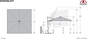 DERBY DX 280 x 280 cm – zahradní slunečník s boční nohou - Zboží s drobnou vadou (S332)