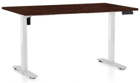 Výškově nastavitelný stůl OfficeTech B, 140 x 80 cm, bílá podnož, wenge