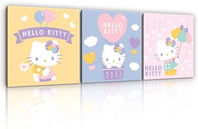 Postershop Obraz na plátně: Hello Kitty (3) - set 3ks 25x25cm