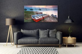 akrylový obraz Loďka Krajina 120x60 cm