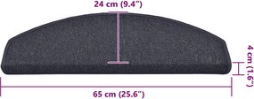 Schodové rohože 30 ks 65 x 24 x 4 cm tmavě šedé a modré, půlkulaté, velké 3365759