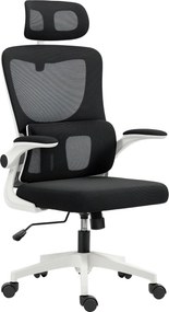Ergonomická kancelářská židle Vinsetto s bederní oporou, sklápěcí opěrky na ruce, nastavitelnou opěrkou hlavy, otáčecí a naklápěcí židle s vysokým opě