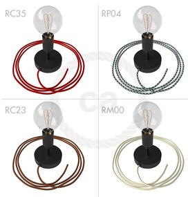 creative cables Spostaluce metallo 90°, černý nastavitelný zdroj světla s textilním kabelem a bočními otvory Barva kabelu: Bílo-černá - RP04