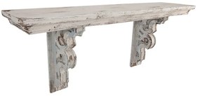 Bílá antik nástěnná dřevěná police – 100x23x41 cm