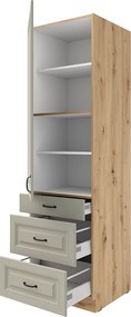 STILO ac | vysoká skříňka 60 DKS-210 3S 1F potravinová | 60 cm | UNI dvířka | artisan/světle šedá