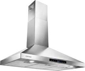 Costway Kuchyňský odsavač par 90 cm s dotykovým ovládacím panelem a senzorem