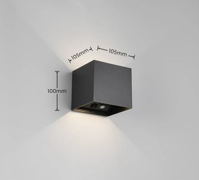 LED nástěnné venkovní svítidlo se senzorem pohybu na USB (výška 10 cm) Genie – Reality