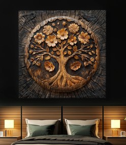 Obraz na plátně - Strom života Flow Air, dřevo styl FeelHappy.cz Velikost obrazu: 40 x 40 cm