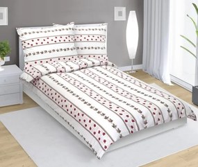 Bellatex Povlečení flanelové 140x200, 70x90 cm Růžička vínová, béžová