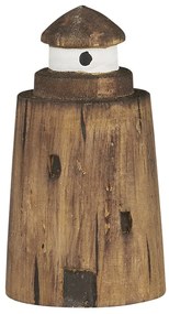IB LAURSEN Dřevěná dekorace Lighthouse Nautico 8,5 cm, bílá barva, přírodní barva, dřevo