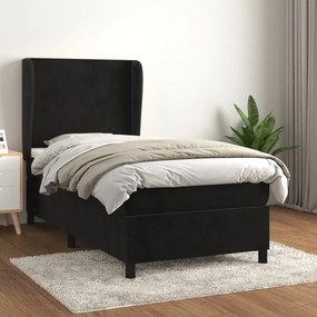 Box spring postel s matrací černá 90x190 cm samet 3129065