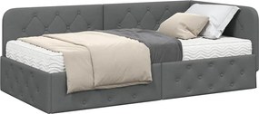 Rohový rám postele Tmavě šedá 100 x 200 cm textil 3394054