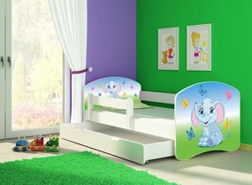 Dětská postel - Barevný sloník 2 180x80 cm + šuplík bílá