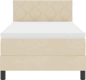 Postel s boxspringem s čelo Krémová 100 x 200 cm textil 3338746