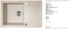 LAVEO Megalo, kuchyňský dřez 790x490x230 mm + dřezová baterie BKZ468K, béžová, SBEA411T