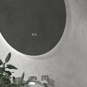 kleankin koupelnové zrcadlo, LED, měnící barvy, proti mlhám, dotykový spínač, IP44, Ø 60 cm, bílá