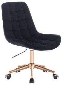 LuxuryForm DESIGN Otočná židle PARIS VELUR na zlaté podstavě s kolečky - černá
