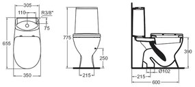 Ideal Standard Eurovit Oceane- WC kombi mísa + splachovací nádrž, kolmý odtok, W912101