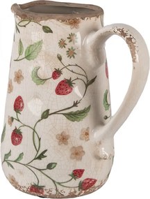 Keramický dekorační džbán s dekorem jahod Bertjan / Wild Strawberries M – 16x12x18 cm