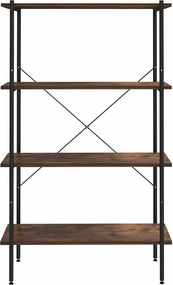 Policový regál se 4 policemi černý a přírodní 80 x 40 x 130 cm 336345