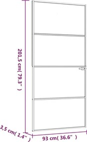 vidaXL Interiérové dveře úzké černé 93x201,5 cm tvrzené sklo a hliník [153668] Barva: Bílá a průhledná