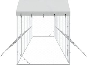 Venkovní psí kotec se střechou stříbrný 14 x 2 x 2,5 m ocel 3190469