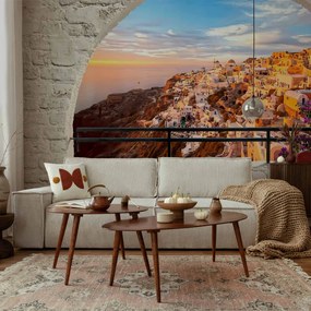 Fototapeta Santorini a Řecko - středomořský motiv z okna