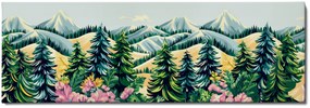 Obraz na plátně - Útulné lesy a sněžné hory FeelHappy.cz Velikost obrazu: 90 x 30 cm