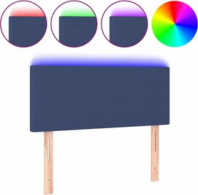 Čelo postele s LED modré 90x5x78/88 cm textil 3121320