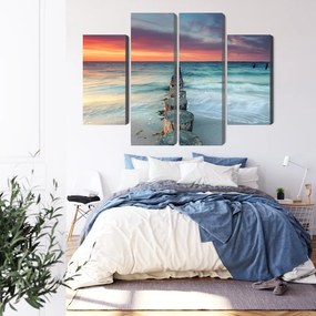Vícedílný obraz Krásný Západ Slunce Nad Mořem 3D Nedostatek Nedostatek Přírodní plátno 200x150