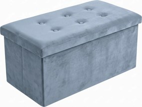 Obdélníkový velurový taburet se schránkou, skládací, 76 × 38 × 38 cm, modrý