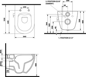 Isvea Isvea, INFINITY závěsná WC mísa Rimless, integrovaný ventil a bidetová sprška 36,5x53 cm, bílá, 10NFS1001I