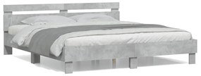 vidaXL Rám postele s čelem betonově šedý 200 x 200 cm kompozitní dřevo