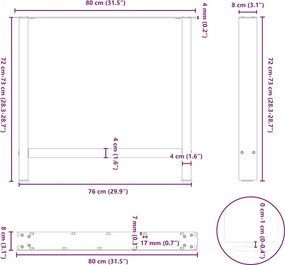 vidaXL Nohy k jídelnímu stolu z oceli 2 ks 80 x (72-73) cm ocel [4013312] Barva: Černá