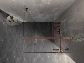 Mexen Lunar T, výklopný sprchový kout pravý 110 x 110 cm, 8mm čiré sklo, profil růžové zlato, 834T-110-110-60-00-P