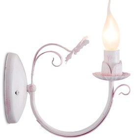 Light for home - Kovové nástěnné svítidlo v bílé barvě a růžovou patinou 20901 "Farfala", 1x40W, E14, bílá, růžová