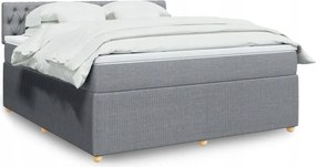 Box Spring Postel S Matrací Textil Světle Šedá Prošívaný design 180 x 200
