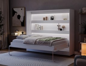 Devesto Sklápěcí postel Horizontální 140 Bílá LED