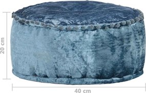 Kulatý taburet samet 40 x 20 cm modrý 287566