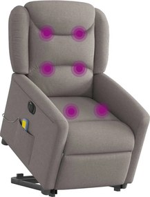 Elektrické zvedací masážní polohovací křeslo taupe textil 3303231