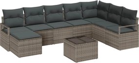 Set pohovek 9 ks Světle šedá polyratan 3355178