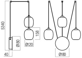 Světla a lustry REDO GROUP Designový lustr pavouk Redo Khadi 01-3485/LED 16,5W/3000K/kouřové sklo