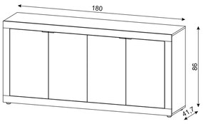 Komoda Lunea 180 cm dub Matera světlý/šedá