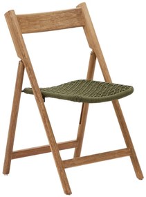 OnaDnes -20% Dřevěná zahradní skládací židle Kave Home Dandara se zeleným výpletem