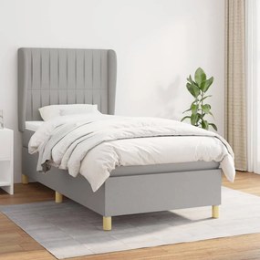 Box spring postel s matrací světle šedá 80 x 200 cm textil 3128637