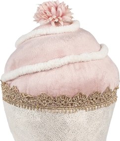 Dekorace růžový sametový dortík Muffin pink Fancy - Ø 11*16 cm