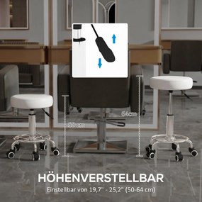 Vinsetto Salonní stolička, výškově nastavitelná, umělá kůže, do 110 kg, Ø42x50-64H cm, bílá