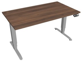 Elektr. nastavitelný stůl 140x80 s pamětí - HOBIS MOTION MS 3M 1400 Dekor stolové desky: ořech, Barva kovové podnože: stříbrná