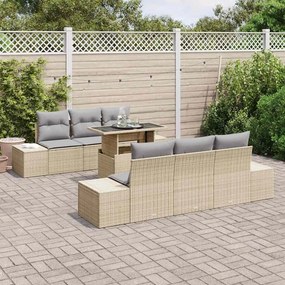 Set pohovek 7 ks Béžová a Světle šedá polyratan 3349106
